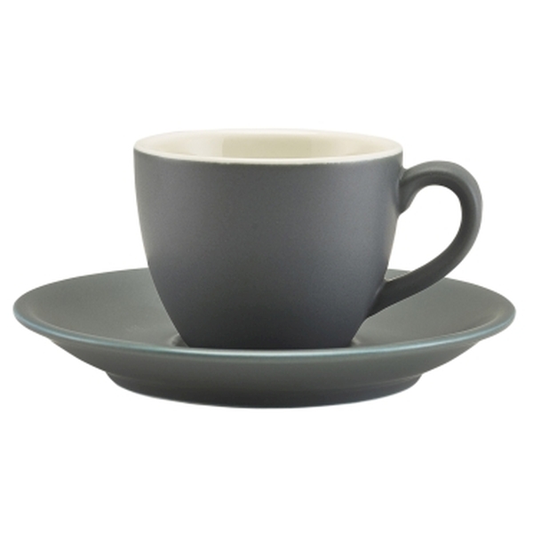 Genware Porcelain Matt Grey Bowl Shaped Cup 9cl/3oz
