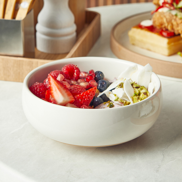 GenWare Kava White Stoneware Belly Bowl 14.5cm